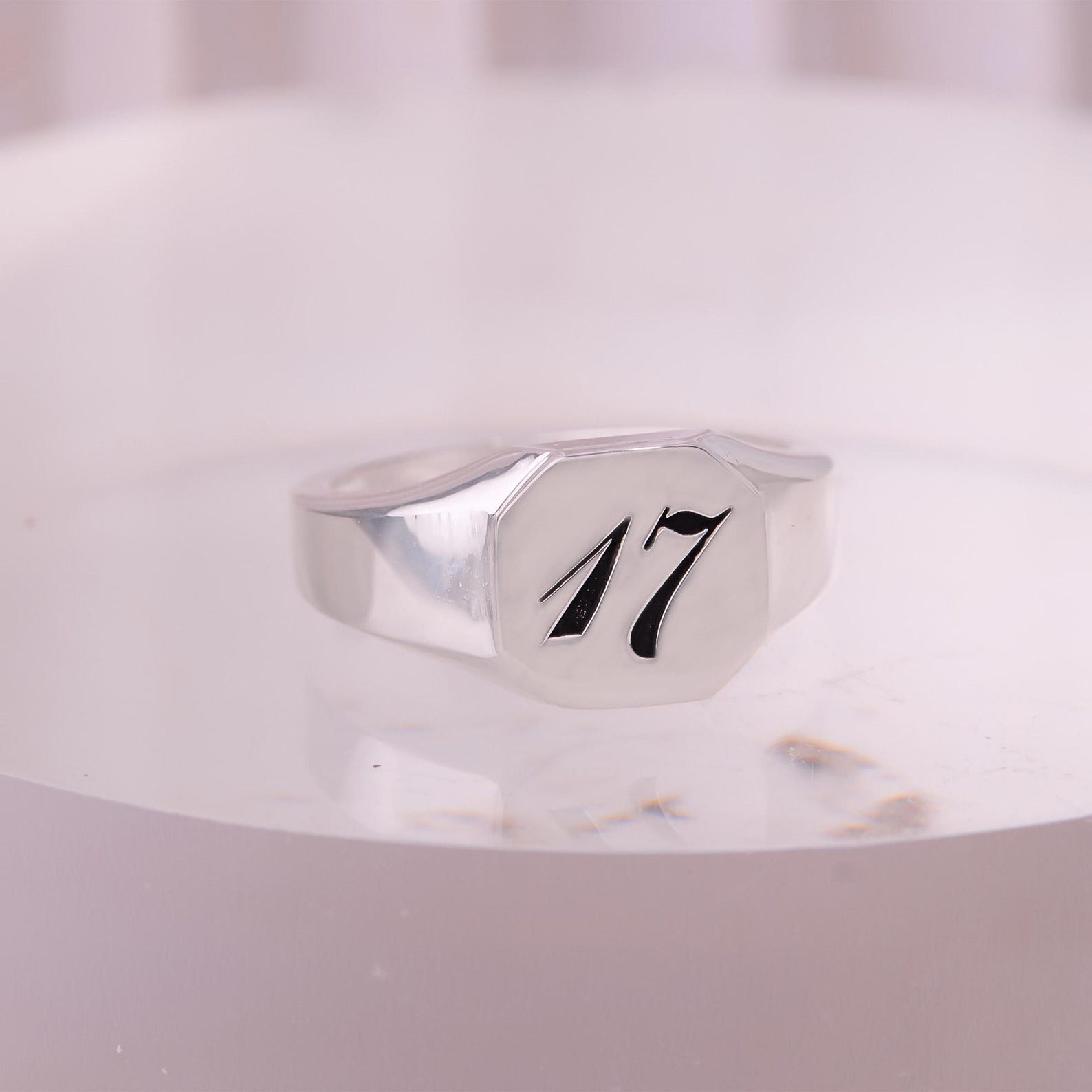 Lucky Number Signet Ring Personalized Signet Ring Perfect Stackable ...