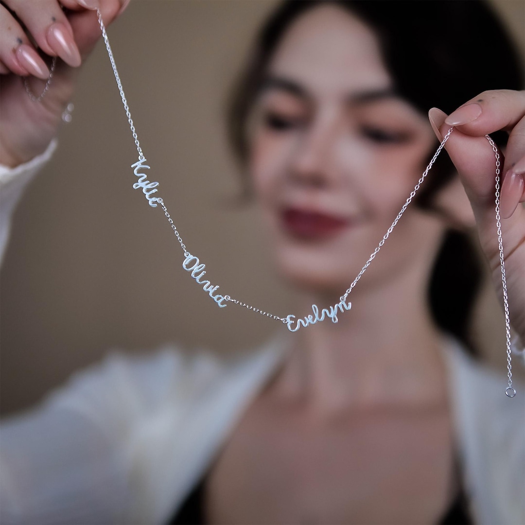 Multi-name Family Necklace, Multiple Nameplated Necklace, Personalized ...
