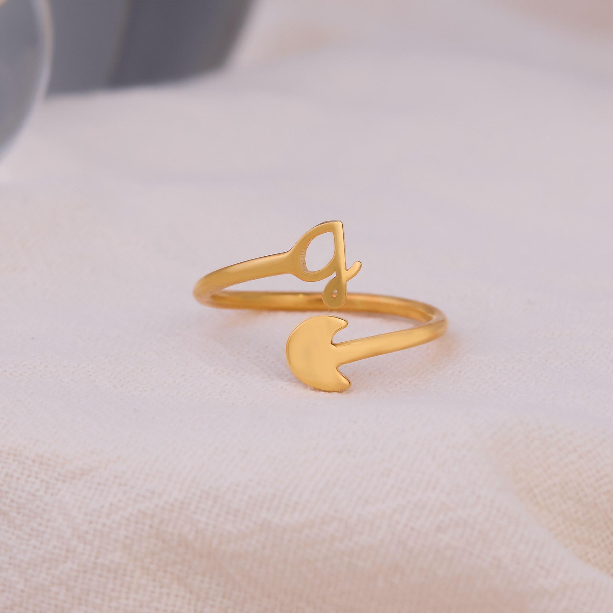 Dainty Initial Heart Ring in Gold, Sterling Silver Mothers Ring Cute ...