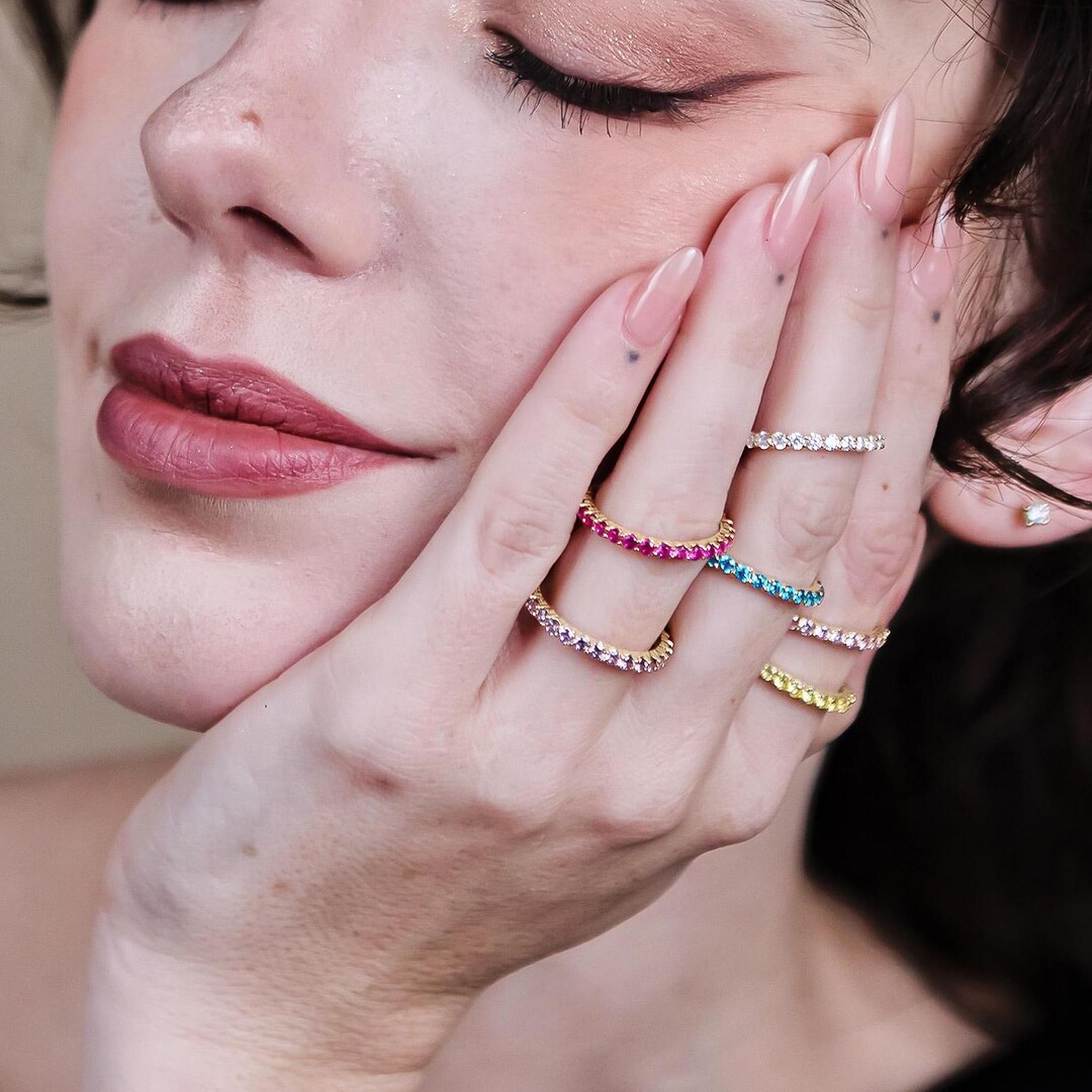 Eternity Birthstone Ring - Custom Multi Gemstone Ring- Mother's Day Gift- Personalized Jewelry ...