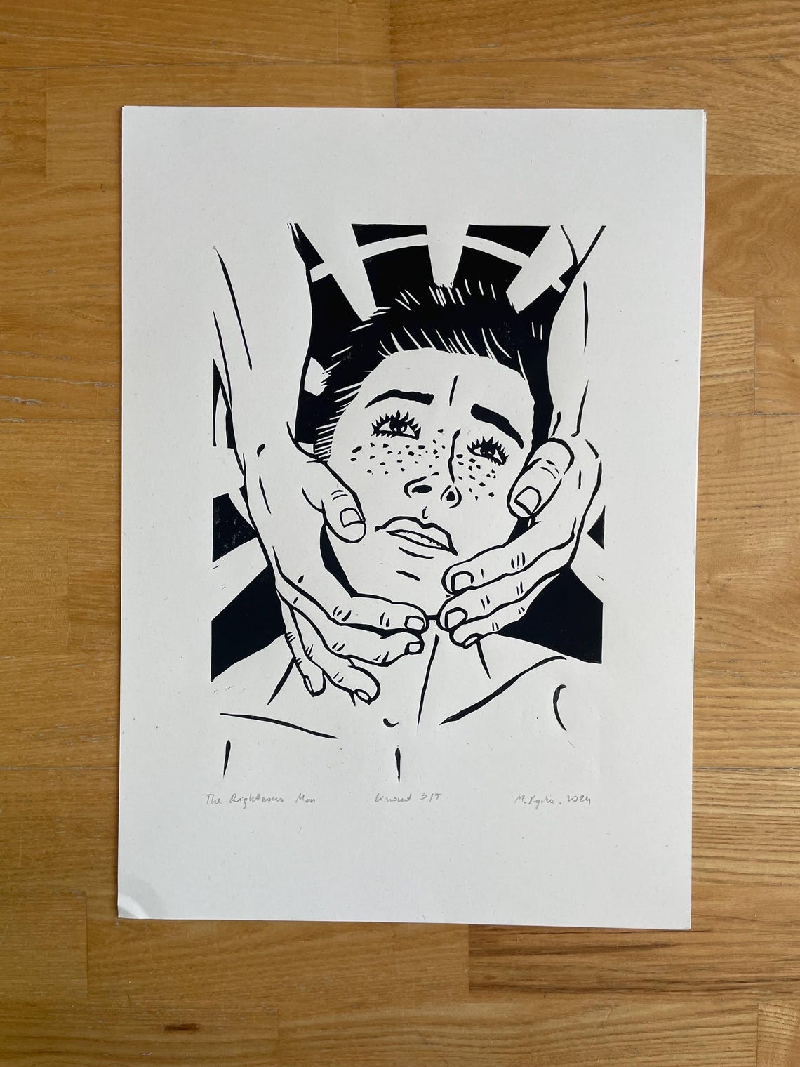 The Righteous Man // Lino Print // Linocut // Destiel // Handmade Lino ...