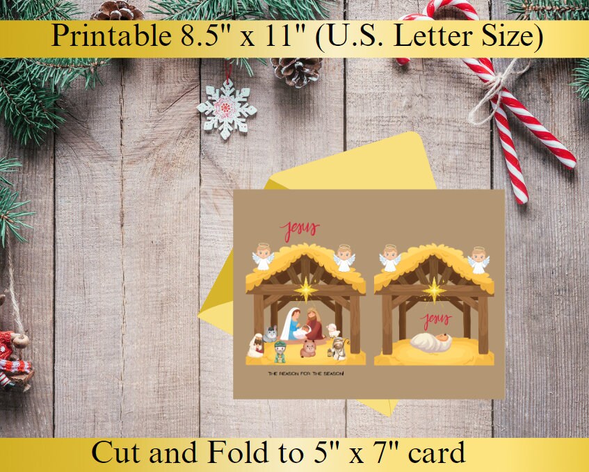 Printable Christmas Card, Standard Size 5 X 7 U.S. Letter Size - Etsy