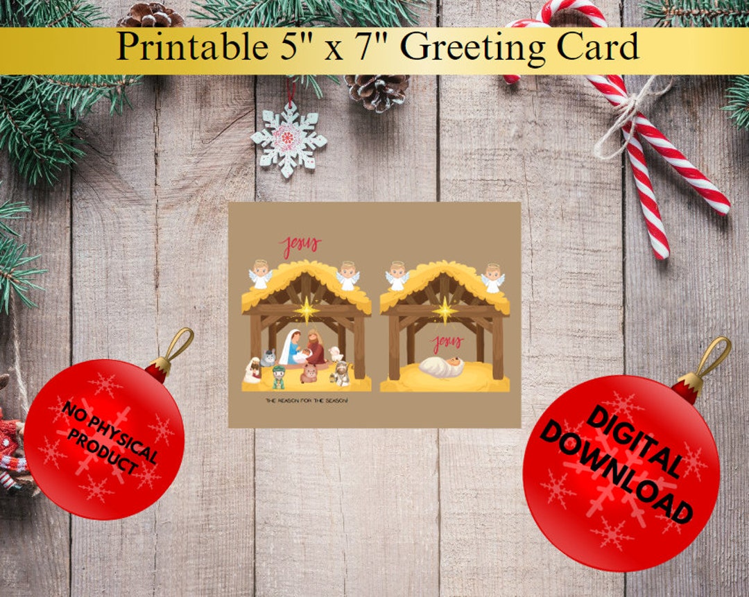 Printable Christmas Card, Standard Size 5 " X "7 (U.S. Letter Size) - Etsy