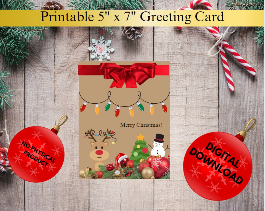 Printable Christmas Card, Standard Size 5 " X "7 (U.S. Letter Size) - Etsy