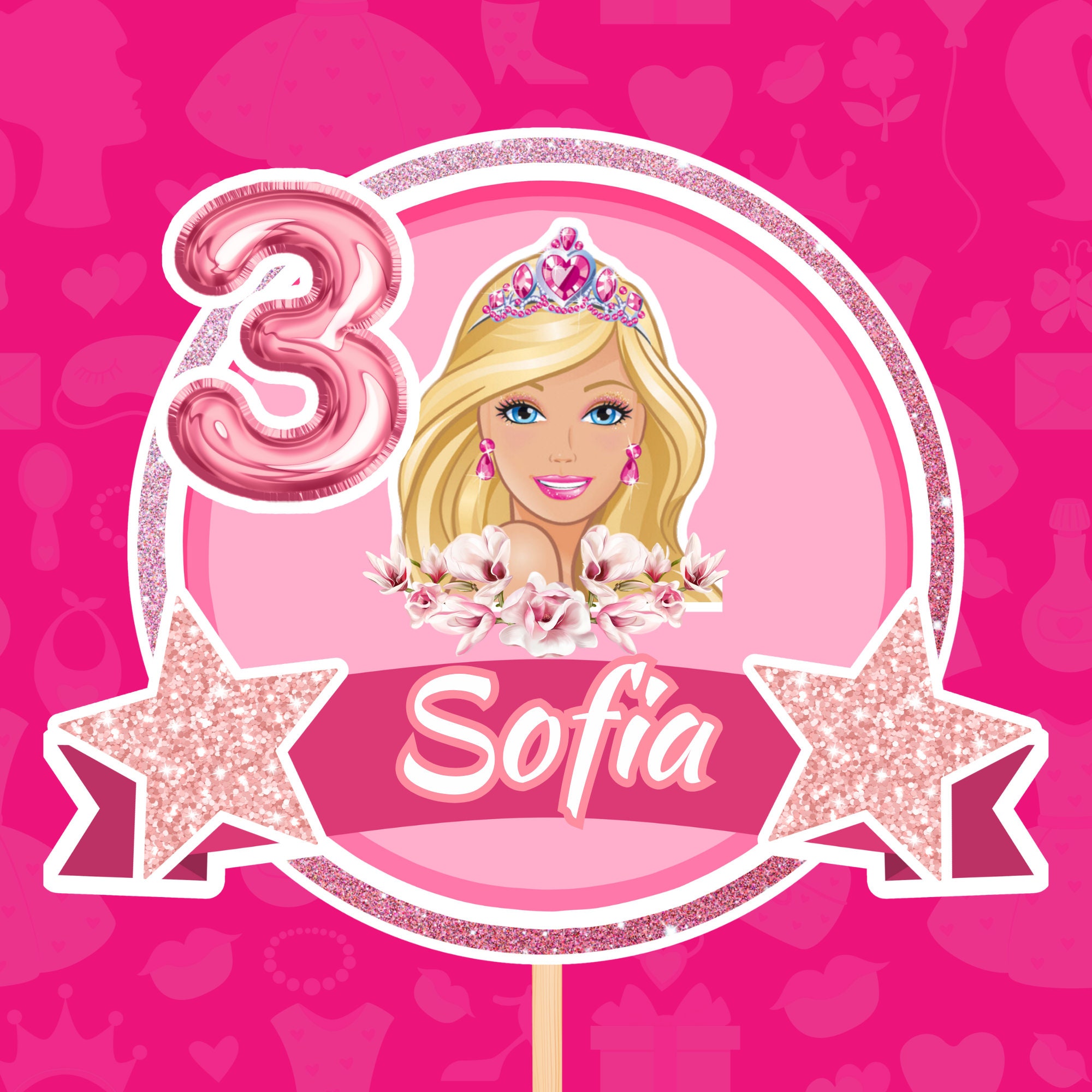 DIY Princess Cake Topper, Girls Cake Topper, Free Customize, Digital ...