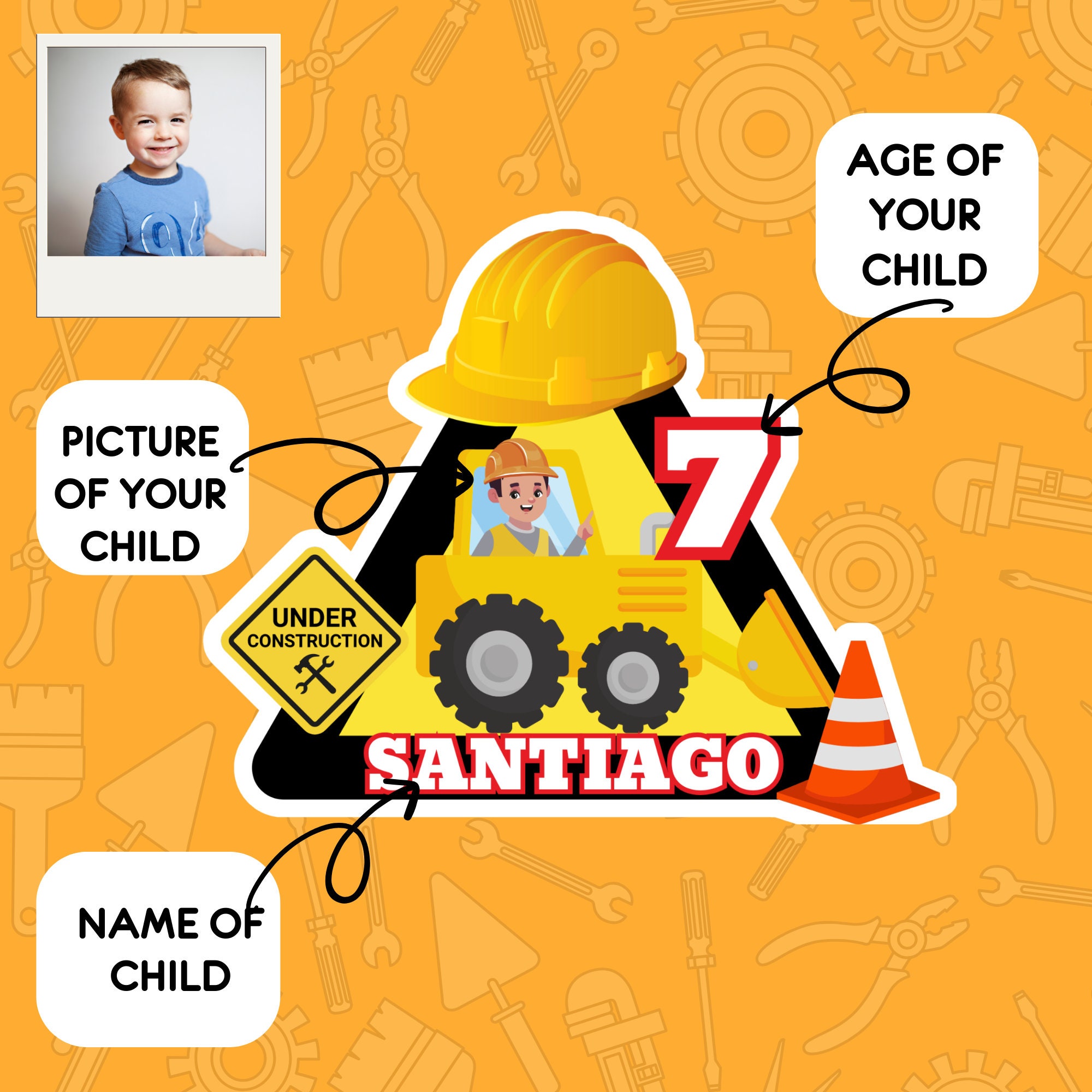 Construction Theme Cake Topper, Birthday Celebration, Front Loader Cake ...