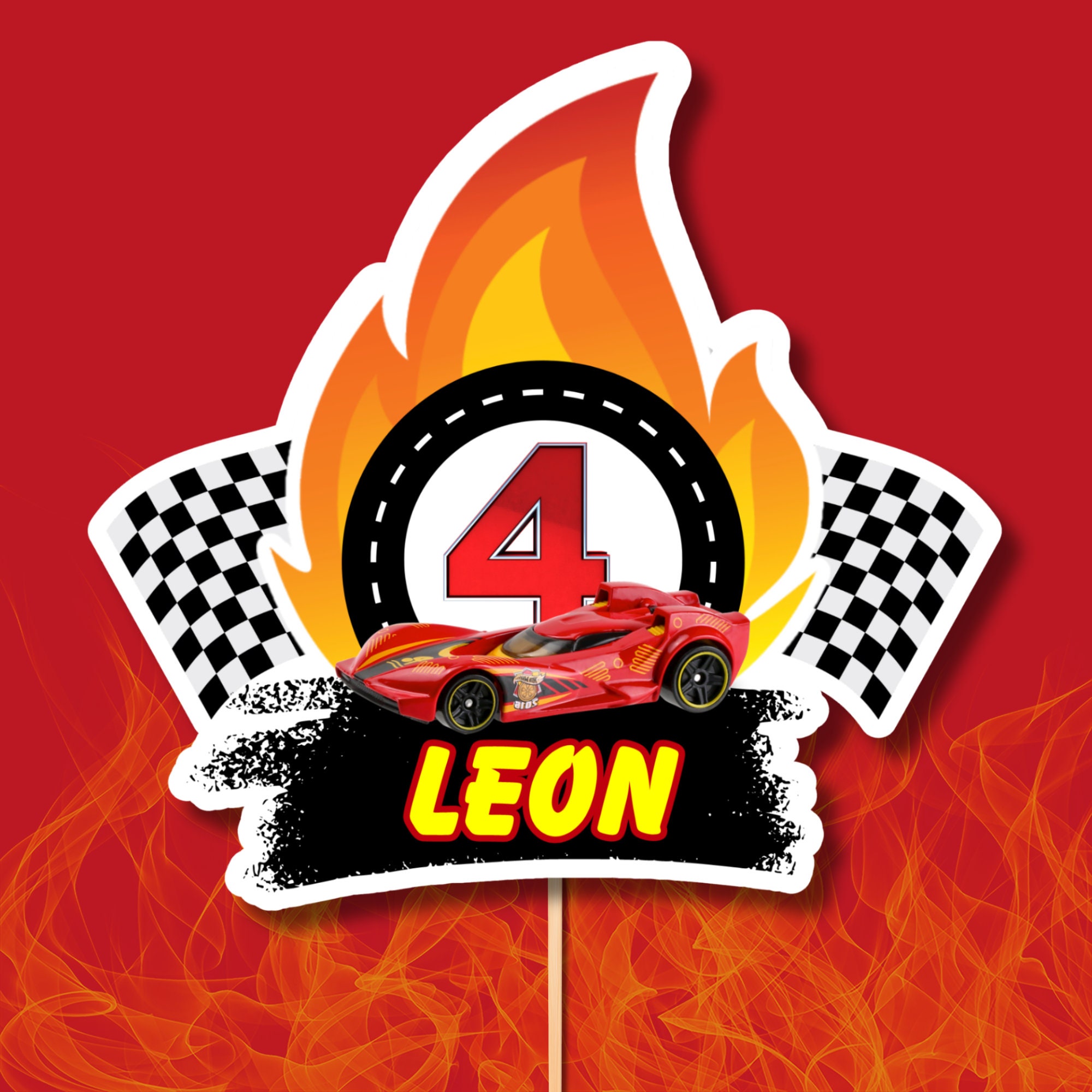 Personalised Race Car Cake Topper Digital Download and Print Decoration ...