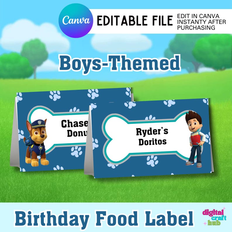 Boy Puppy Party Food Labels | Editable Food Tents | Dog-themed Birthday ...