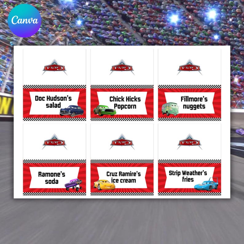 Race Car Food Labels | Editable Food Tents | Car-themed Birthday ...