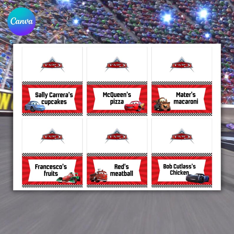 Race Car Food Labels | Editable Food Tents | Car-themed Birthday ...