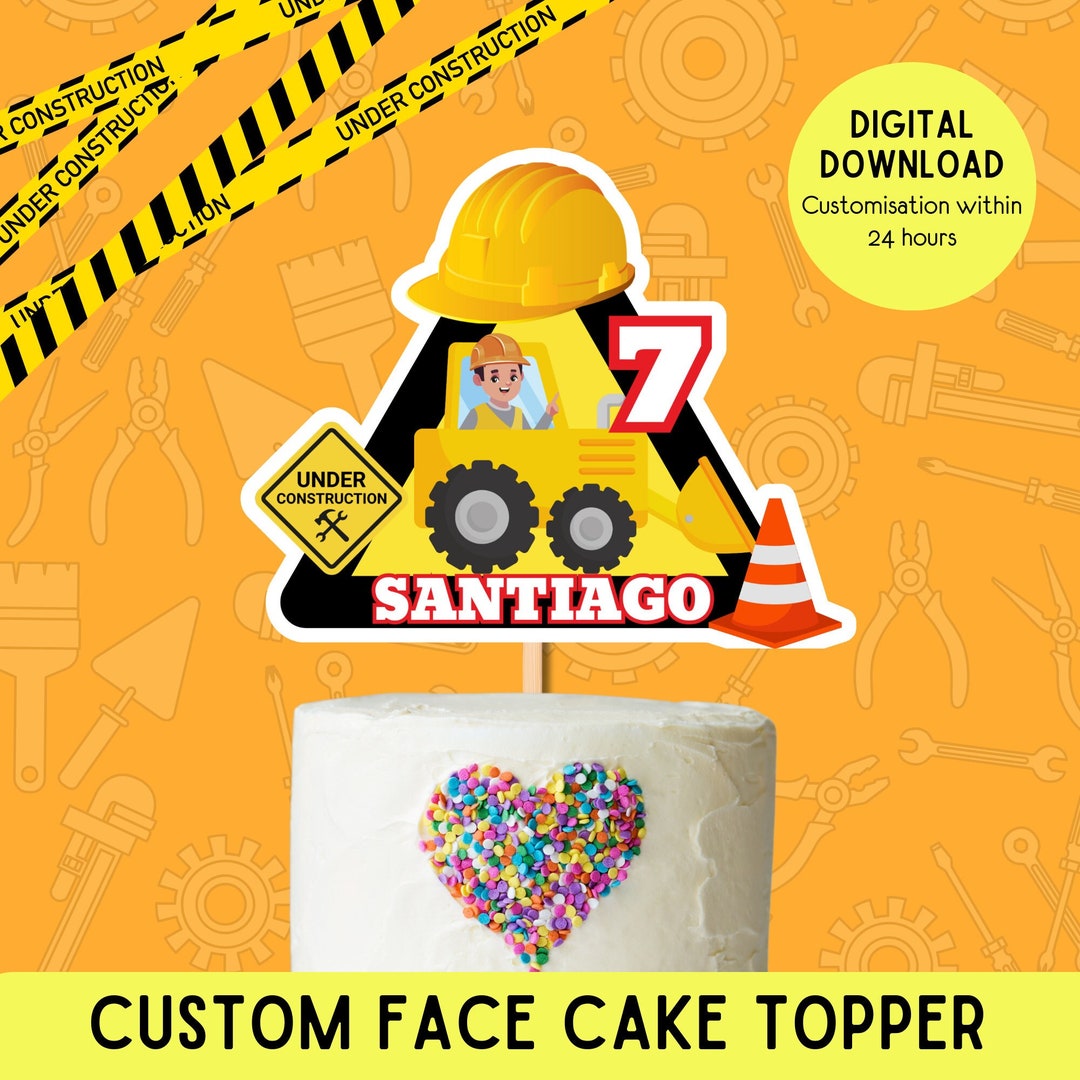 Construction Theme Cake Topper, Birthday Celebration, Front Loader Cake ...