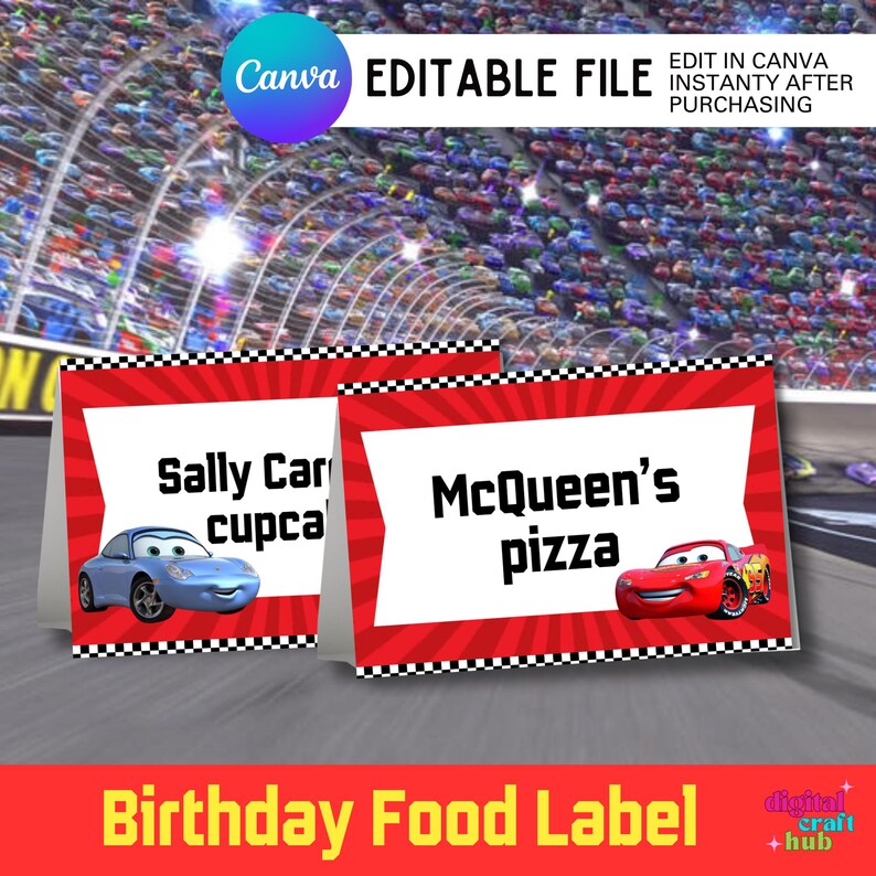 Race Car Food Labels | Editable Food Tents | Car-themed Birthday ...