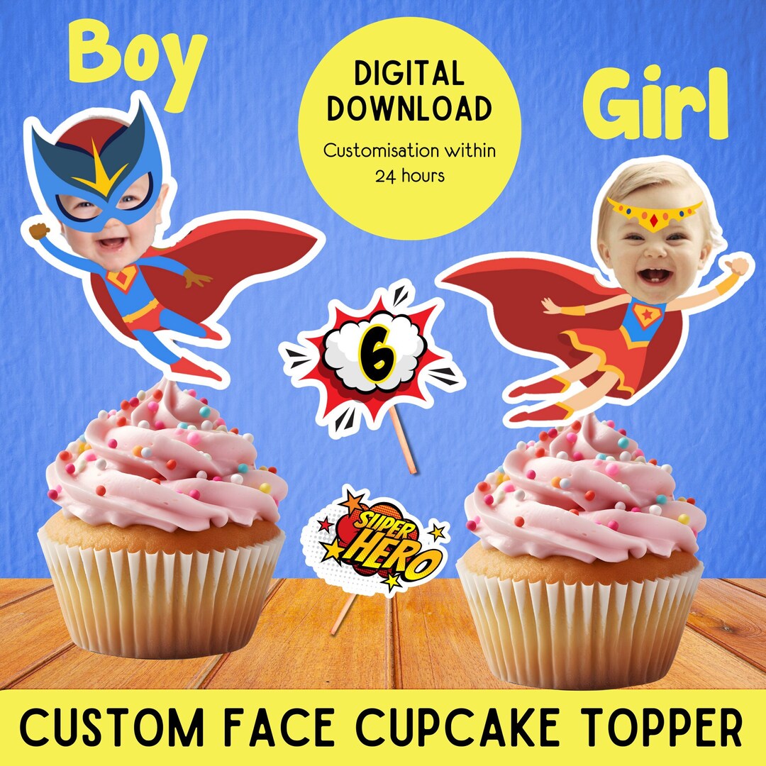 SUPERHERO| Cupcake Topper (DIGITAL FILE) for Boys and Girls, Printable ...