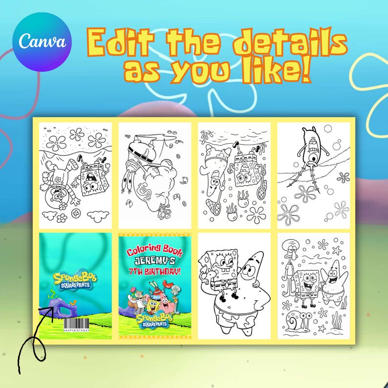 Printable MINI Yellow Sponge Coloring Book: DIY Kids Activity, Under ...