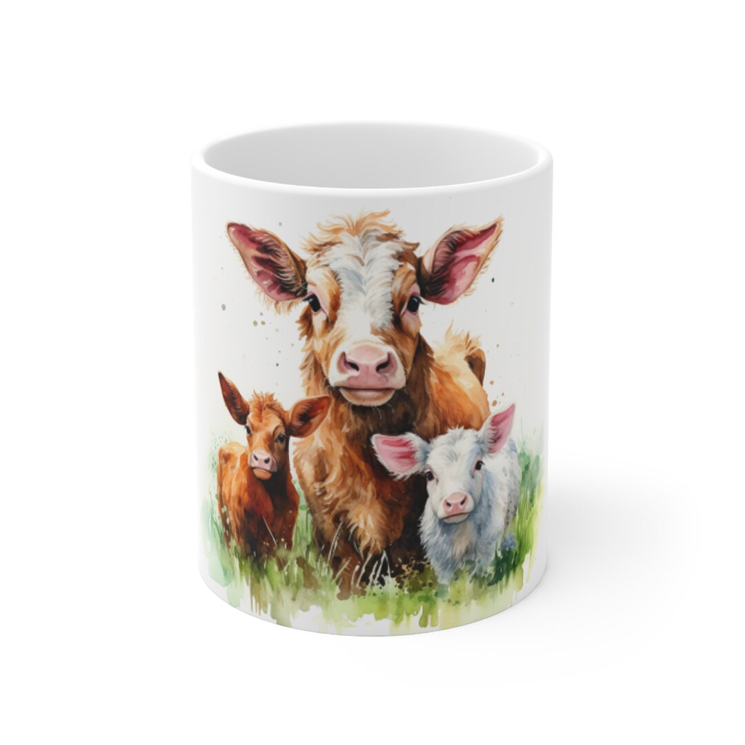 Farm Animal Mug, Farm Animals, Farmhouse Mugs, Farmhouse Decor, Cow Mug ...