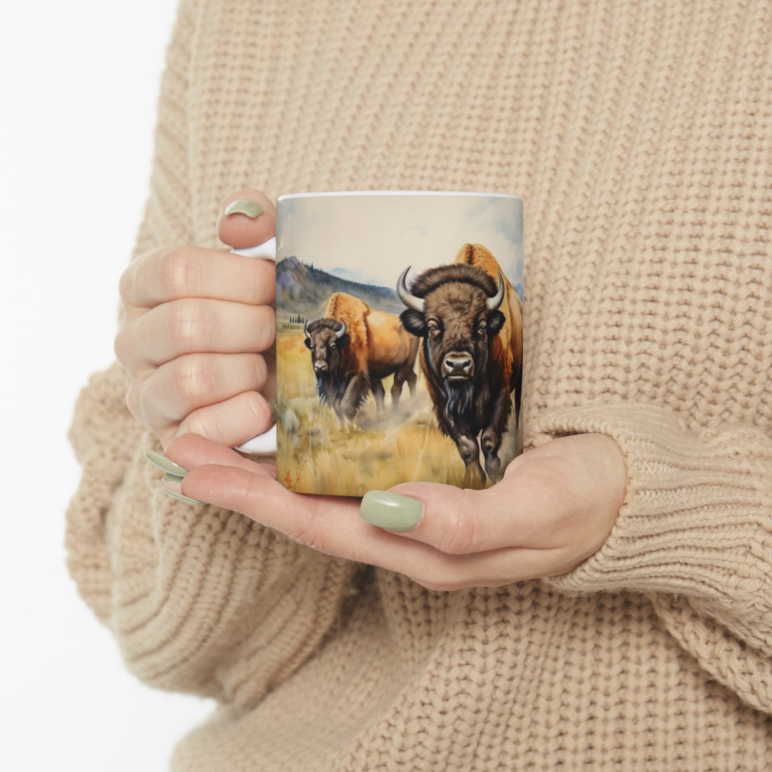 Bison Mug, Buffalo Mug, Herd of Bison Mug, Outdoor Mug, Outdoor Gifts ...