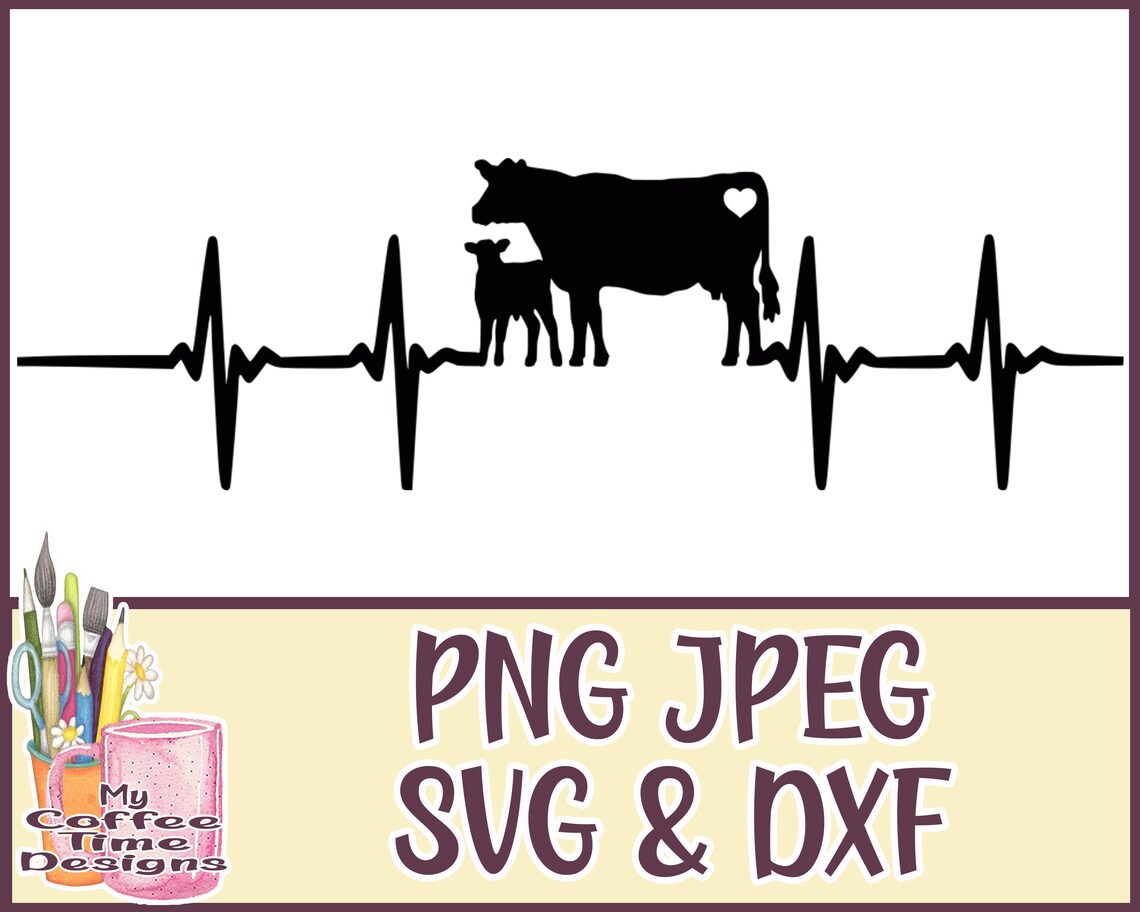 Cow Heartbeat SVG - Etsy