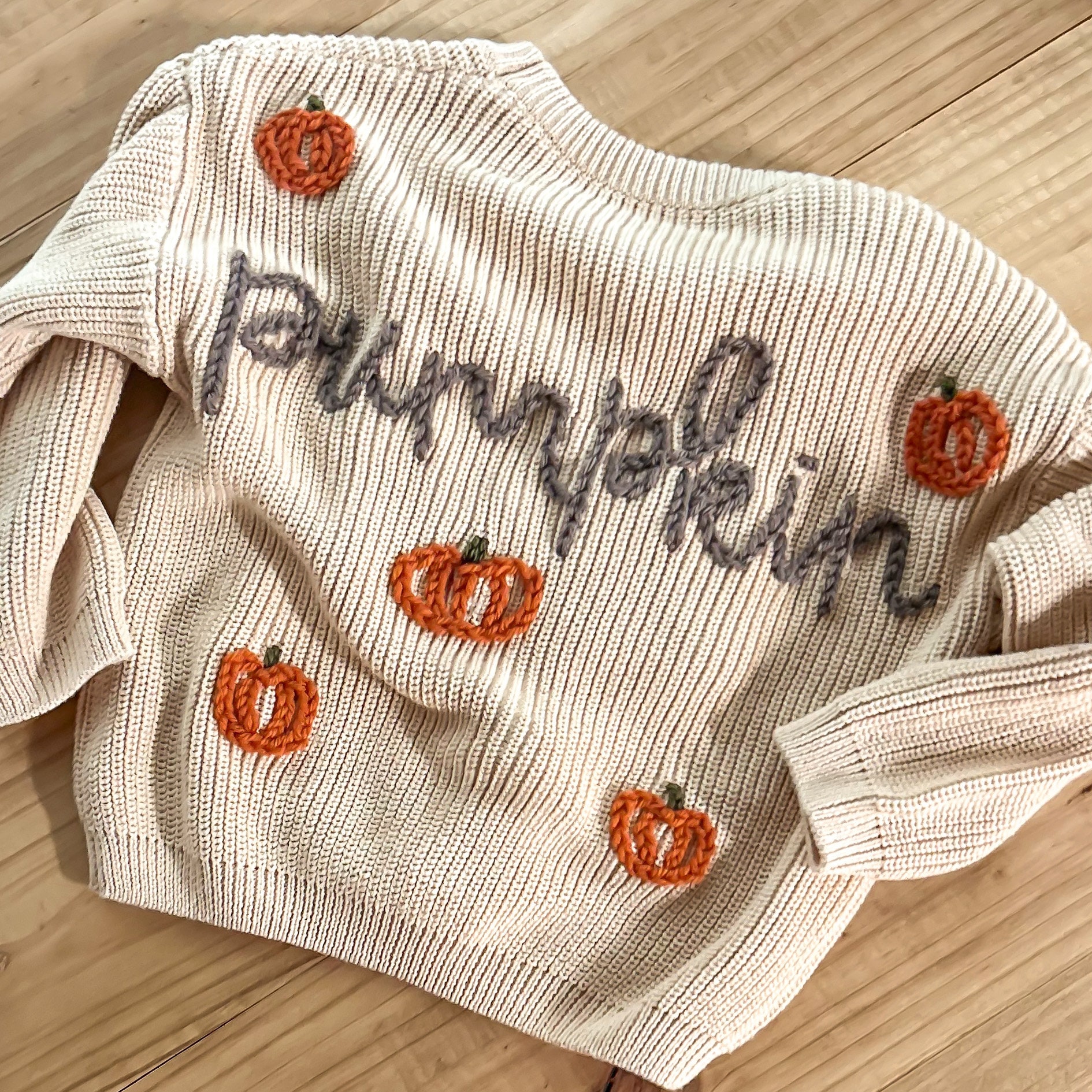 Custom Pumpkin Knit Sweater Hand Embroidered Infant - Etsy