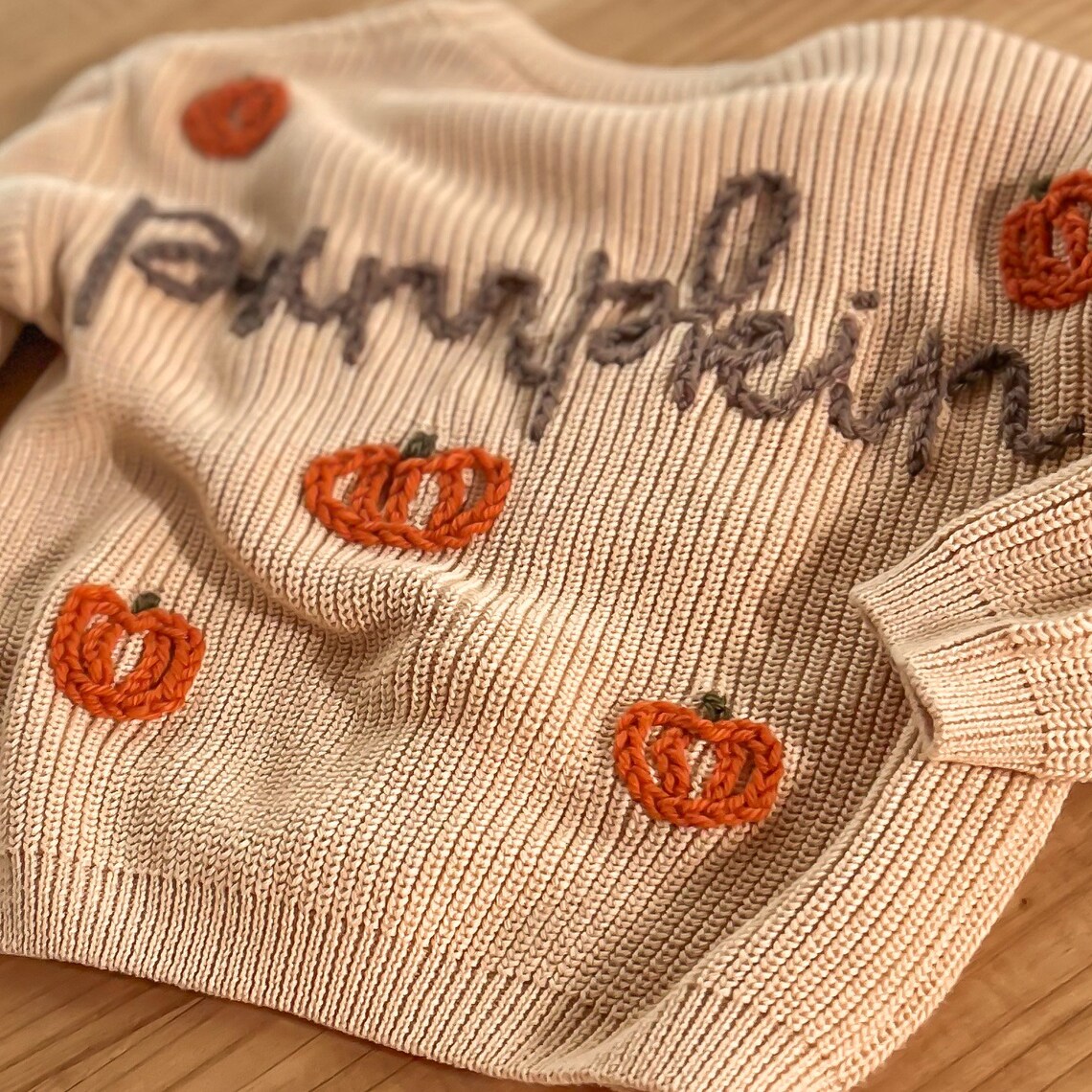 Custom Pumpkin Knit Sweater Hand Embroidered Infant - Etsy
