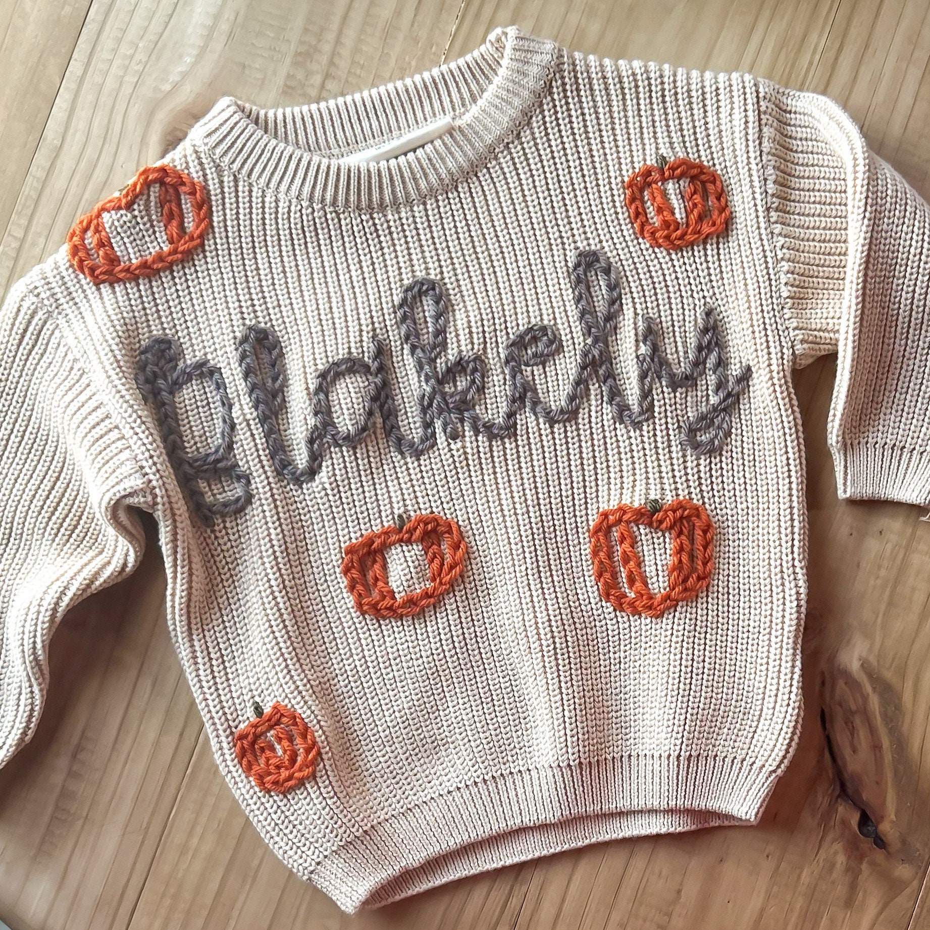 Custom Pumpkin Knit Sweater Hand Embroidered Infant - Etsy
