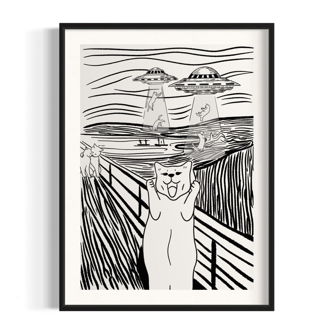 The Meow the Scream, Edvard Munch, Art Print, Cat Painting, Animal ...