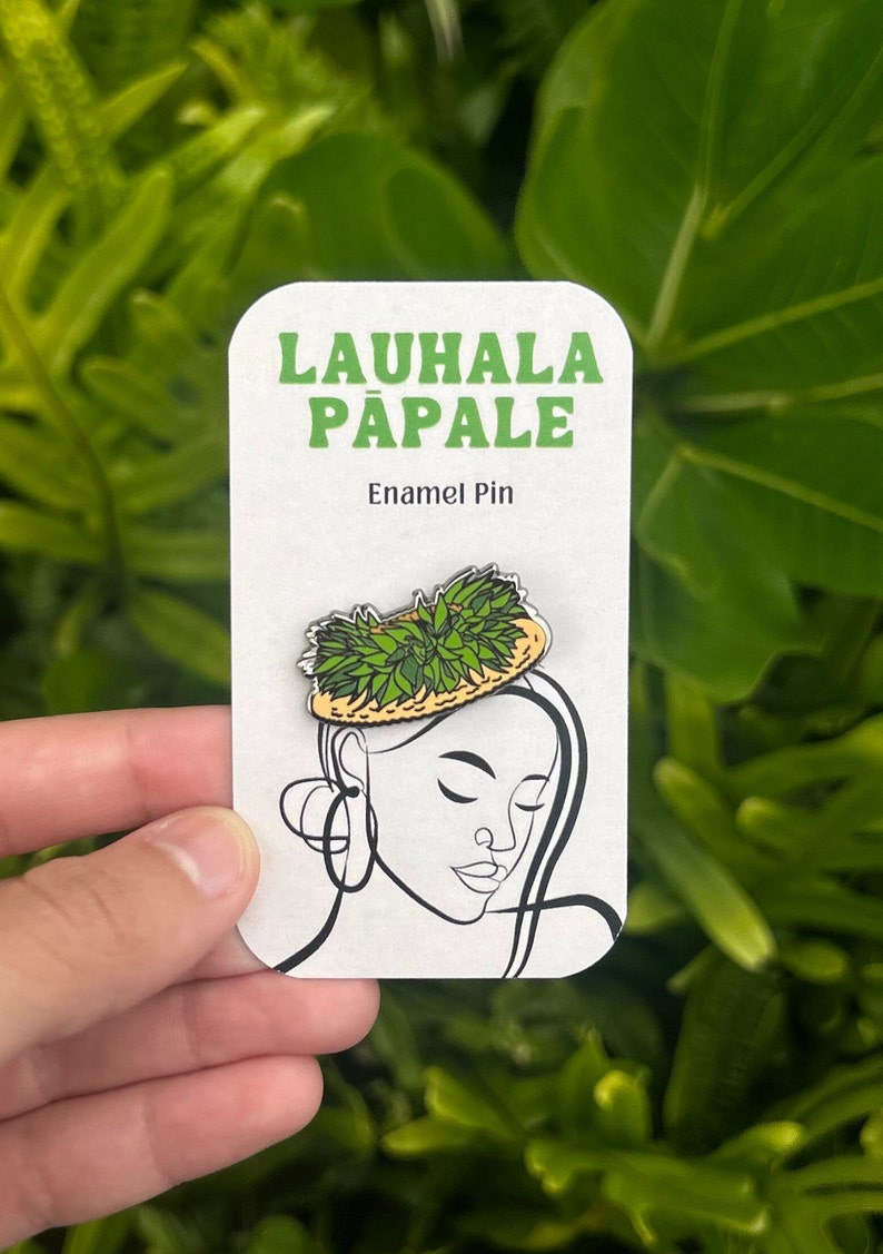 Lauhala Papale Enamel Pin | Ti-leaf Leipoo Hawaiian Art Pin | Hawaiian ...