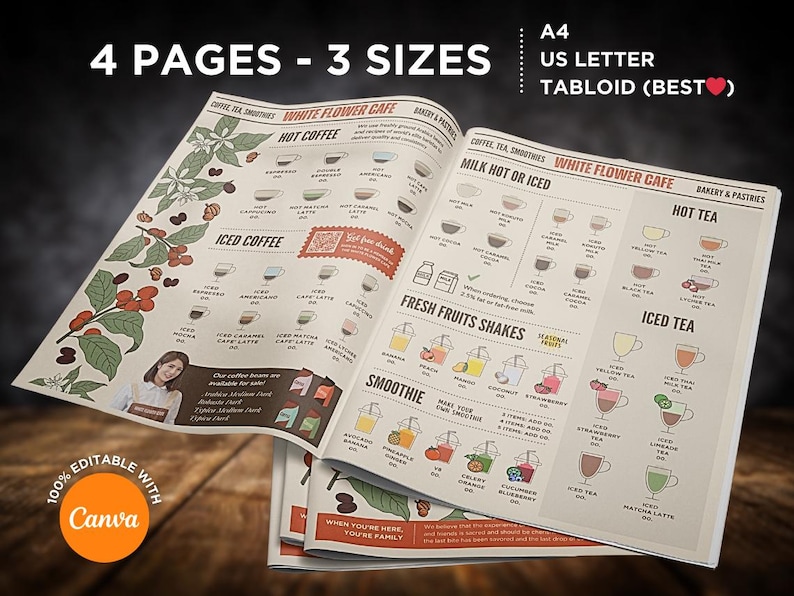 Classic Newspaper Coffee Shop Menu Template, Menu Template, Retro ...