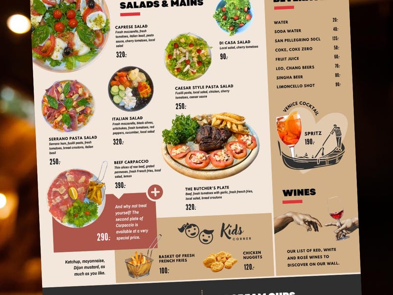 3 Restaurant Menu Templates, A3 Format. Editable on Canva - Etsy