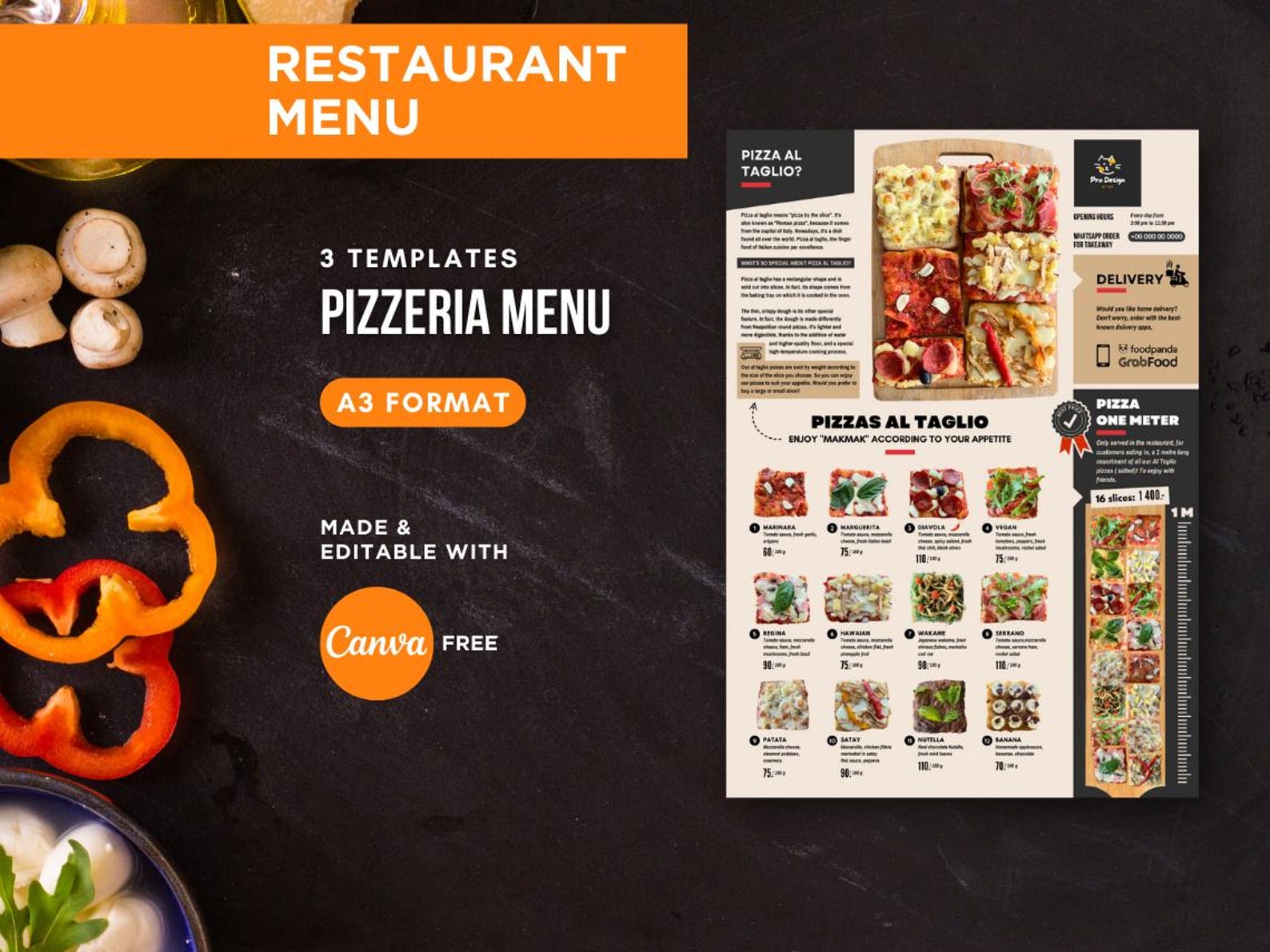 3 Restaurant Menu Templates, A3 Format. Editable on Canva - Etsy