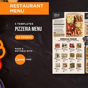 3 Restaurant Menu Templates, A3 Format. Editable on Canva - Etsy
