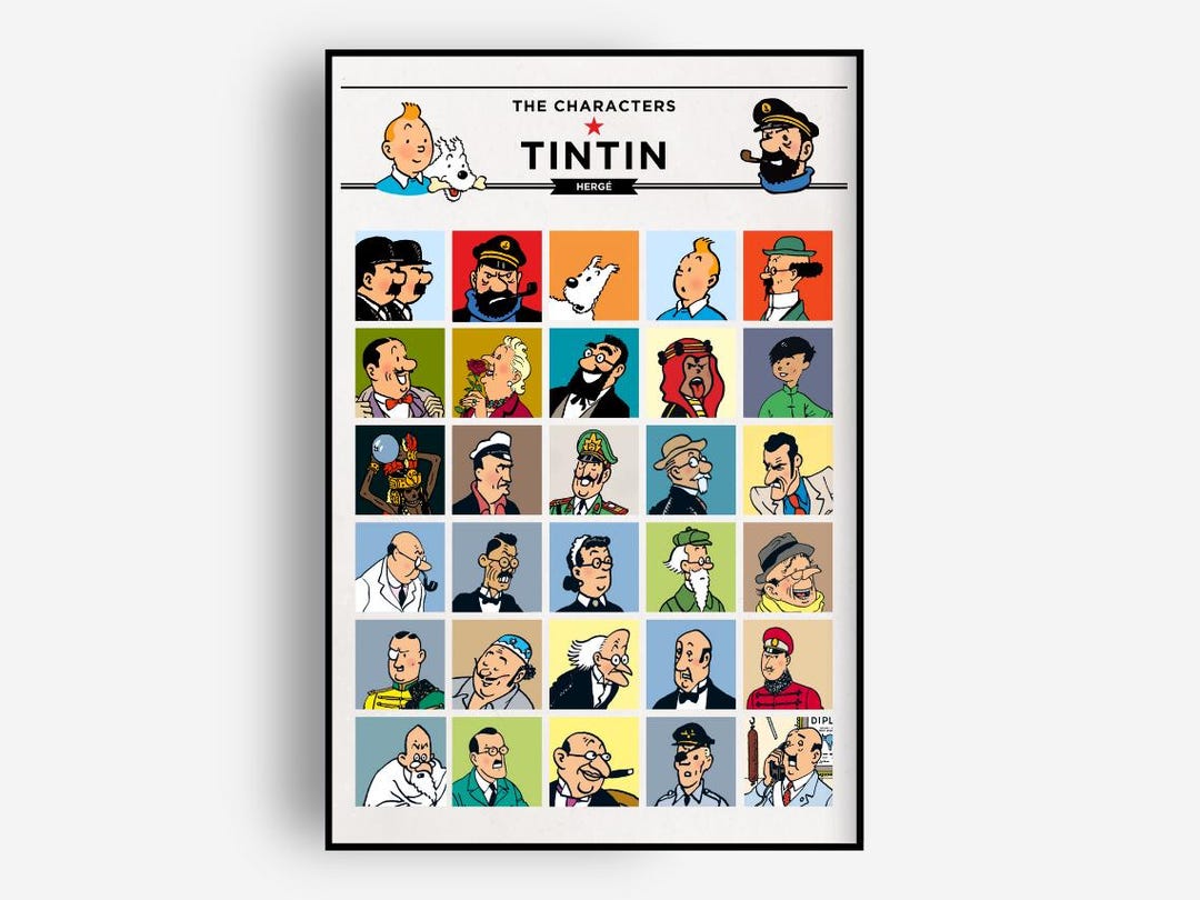 Tintin Characters Poster Download | Printable Comic Wall Art | Vintage ...
