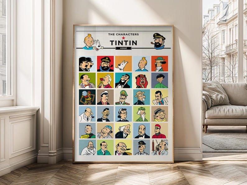 Tintin Characters Vintage Comic Poster: Printable Wall Art (digital ...