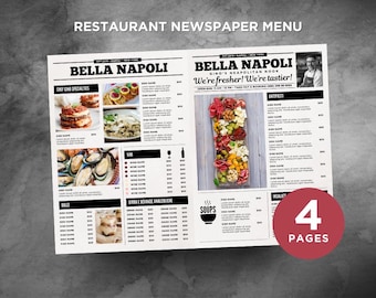 Classic Newspaper Coffee Shop Menu Template, Menu Template, Retro ...