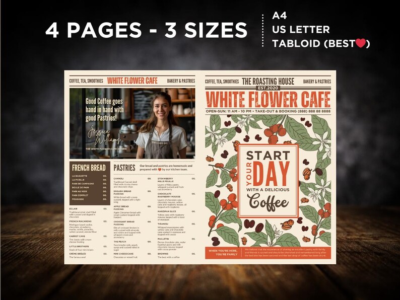 Classic Newspaper Coffee Shop Menu Template, Menu Template, Retro ...