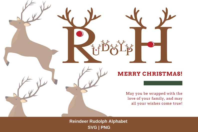 Alphabet Reindeer Rudolph Serif SVG Alphabet SVG Alphabet - Etsy