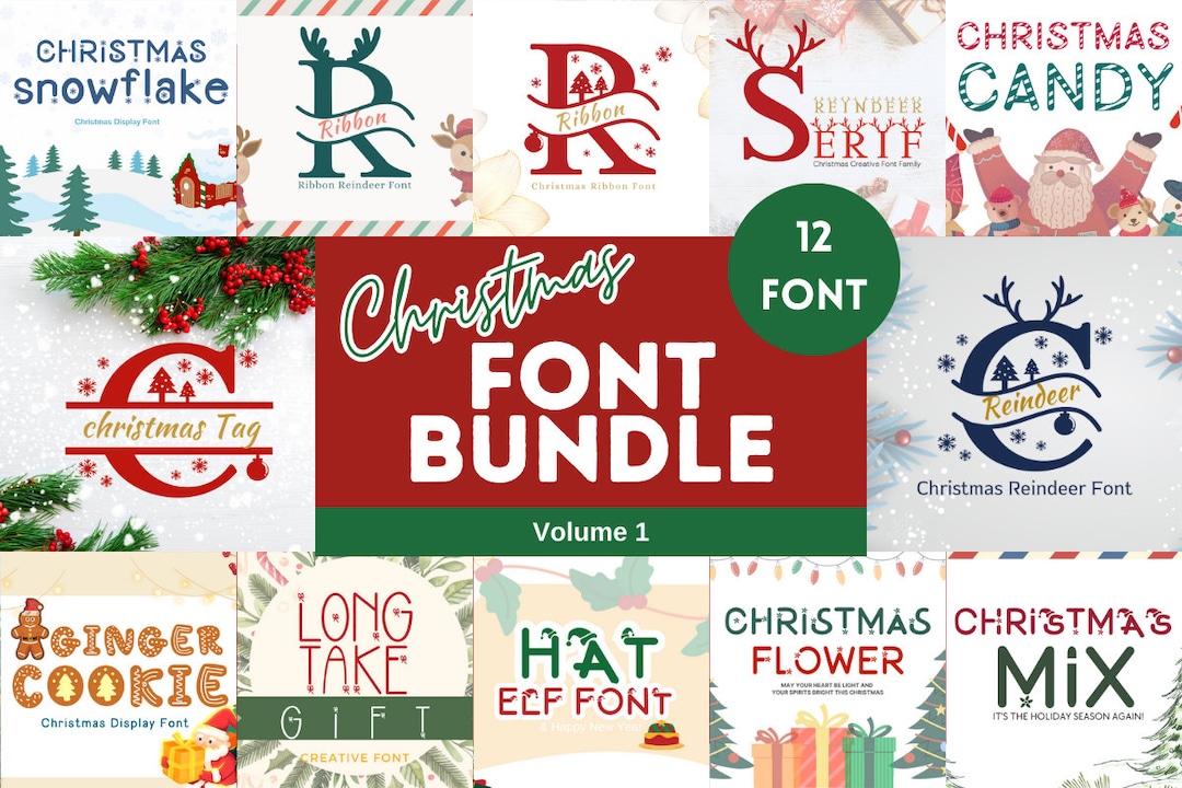 Christmas Font Bundle Volume 1 Crafty Font Bundle Display - Etsy