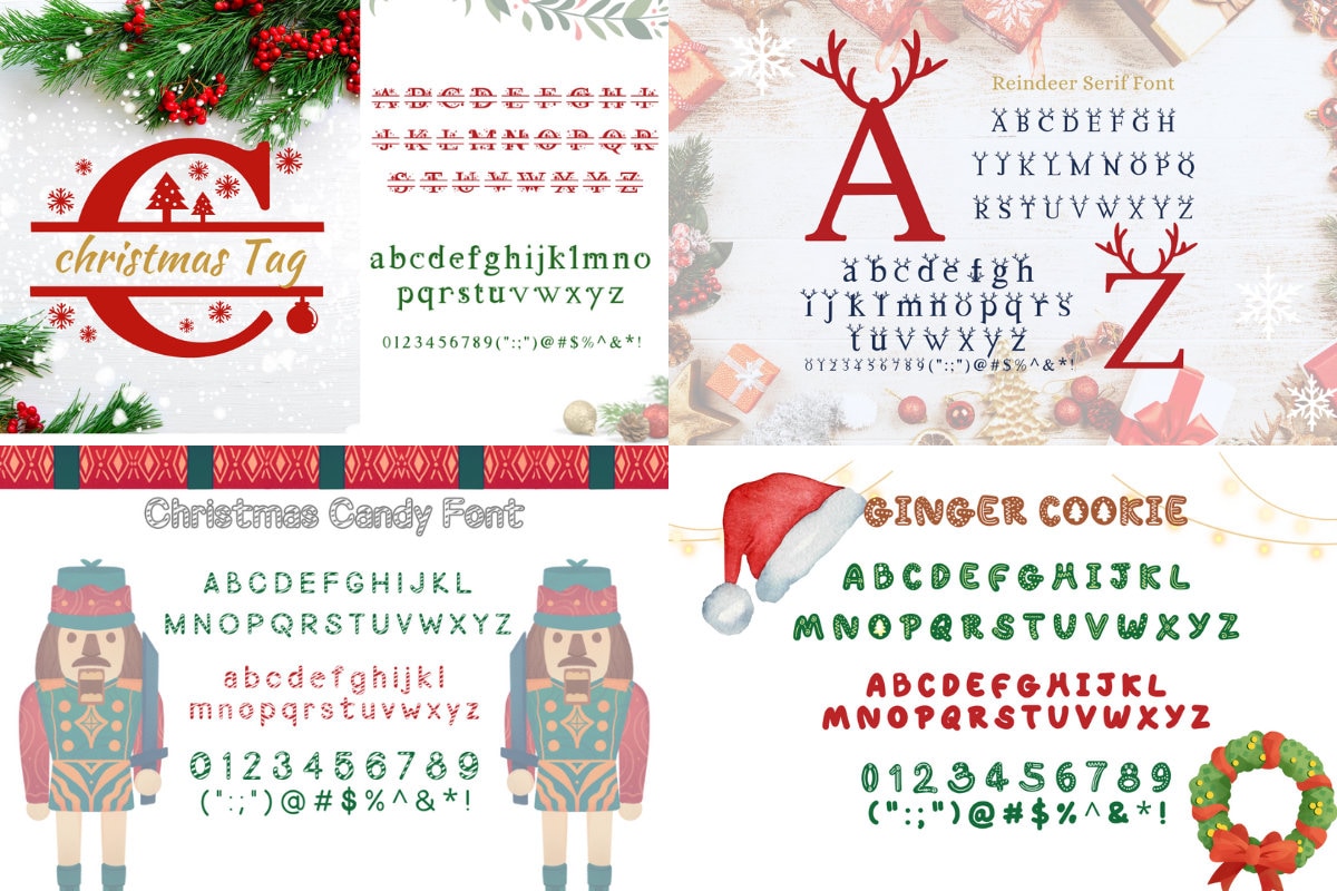 Christmas Font Bundle Volume 1 Crafty Font Bundle Display - Etsy