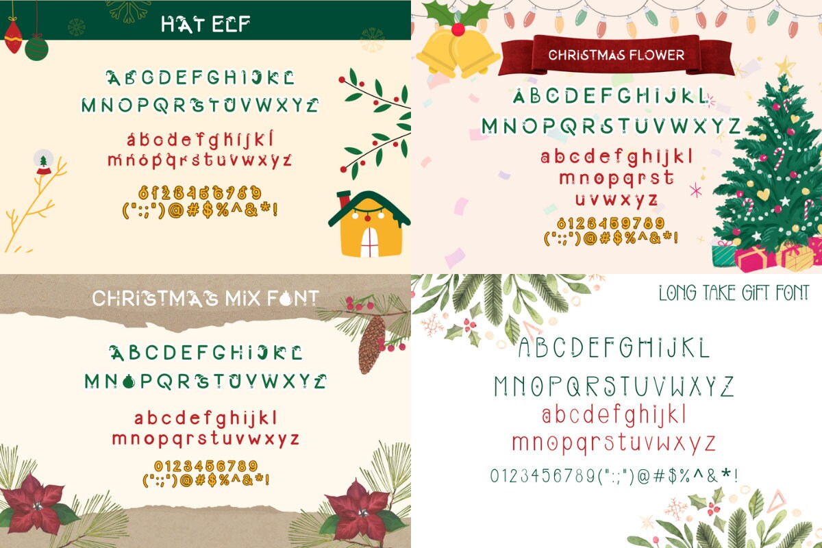 Christmas Font Bundle Volume 1 Crafty Font Bundle Display - Etsy