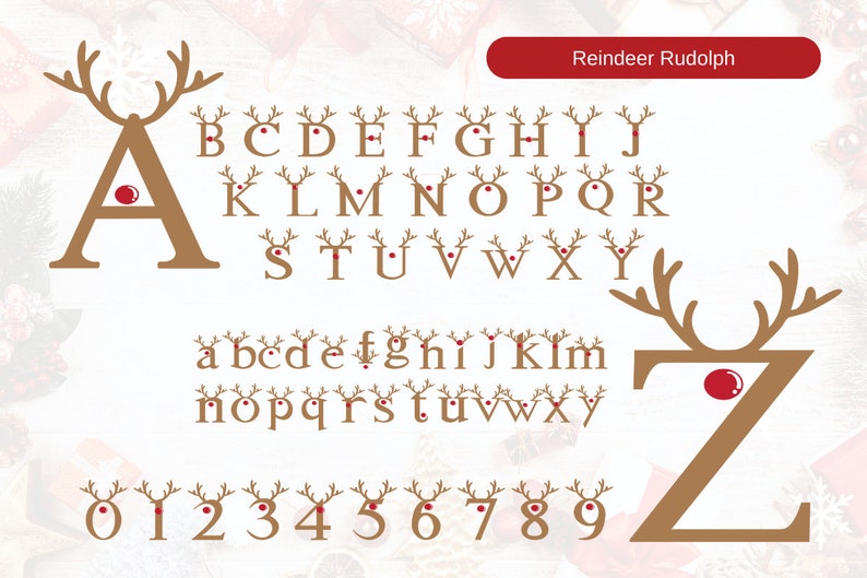 Alphabet Reindeer Rudolph Serif SVG Alphabet SVG Alphabet - Etsy