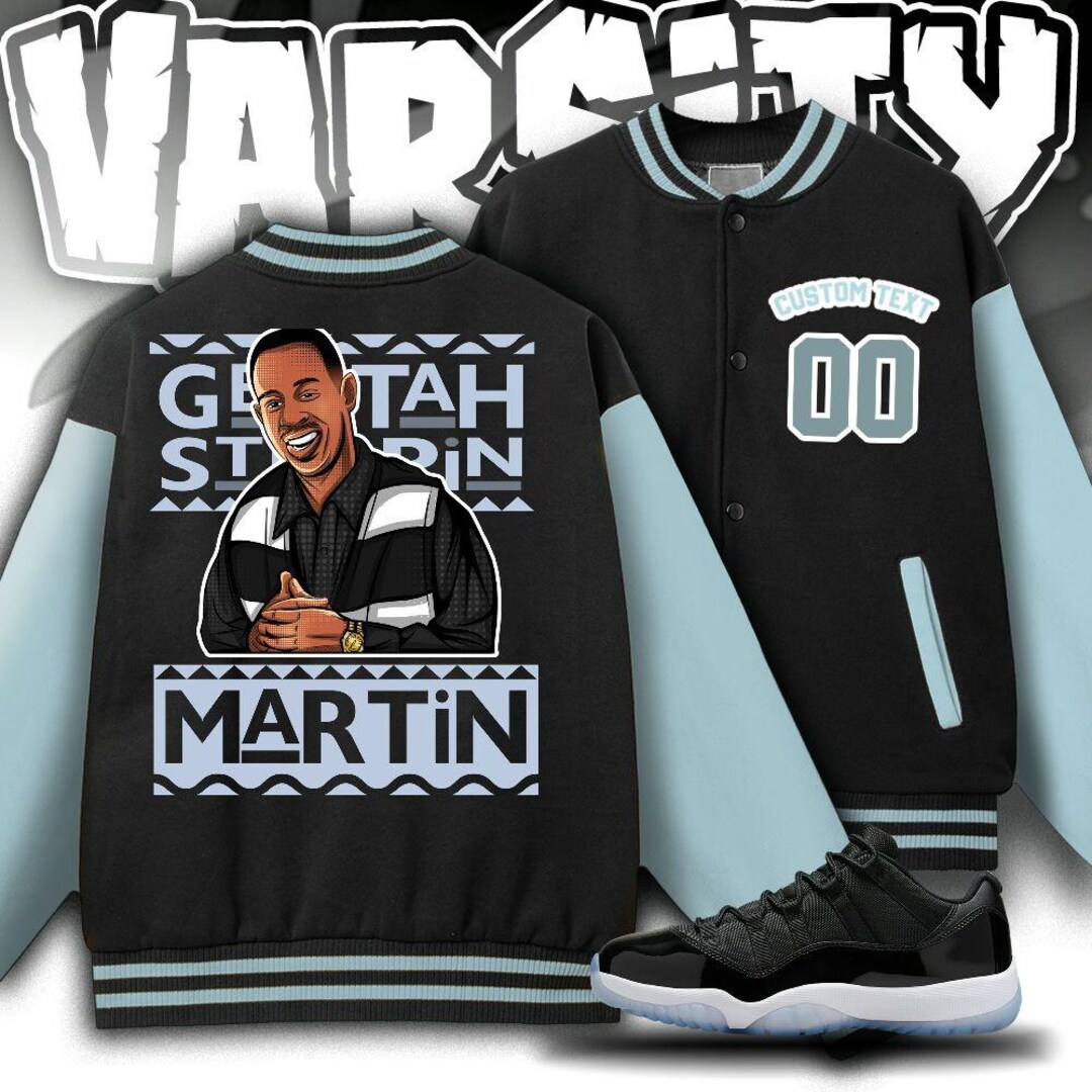 Custom AJ 11 Low Space Jamz Unisex Varsity Jacket, Martin Cartoon ...