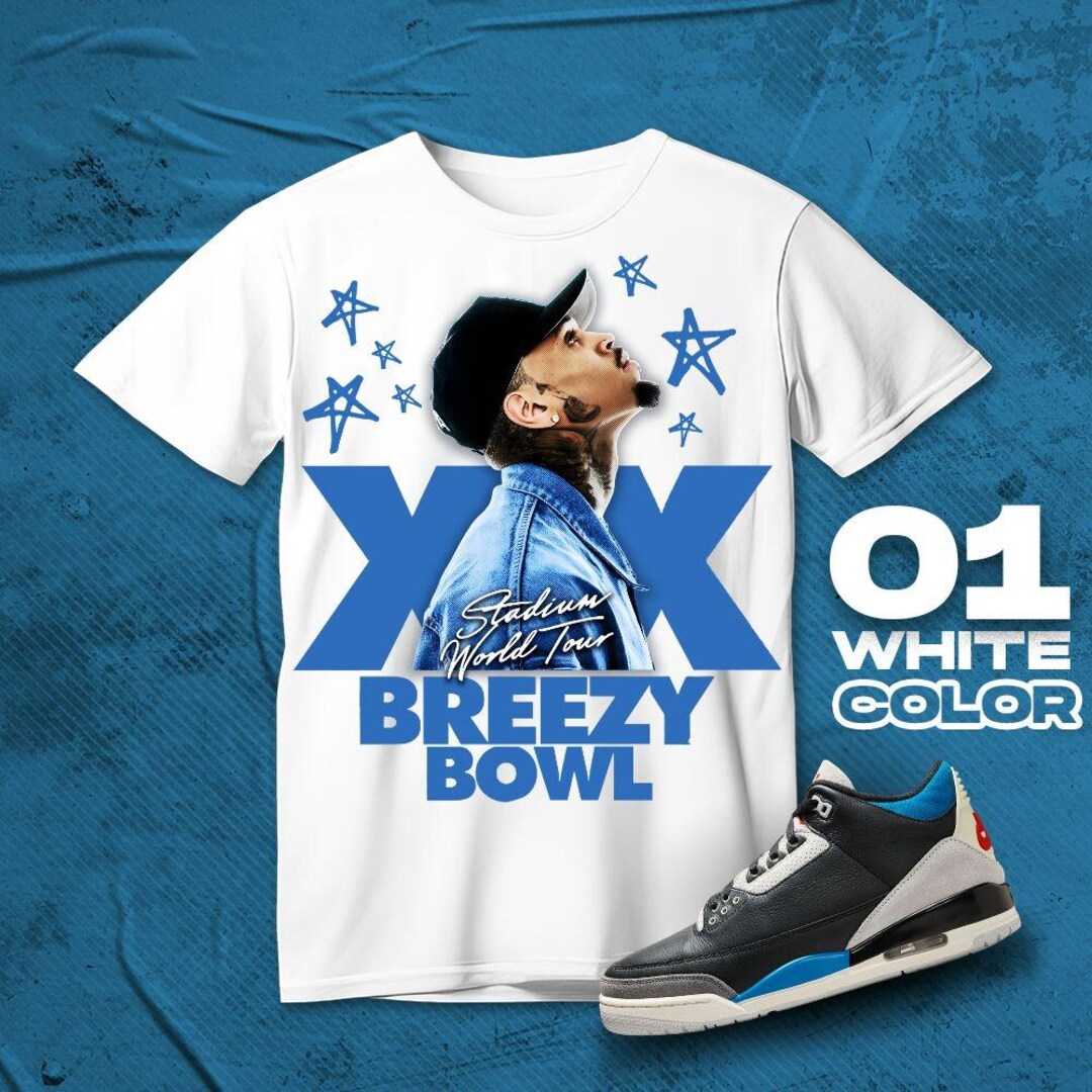 AJ 3 Rare Air Blue Black White T Shirt Match CB XX Breezy Bowl Rapper ...