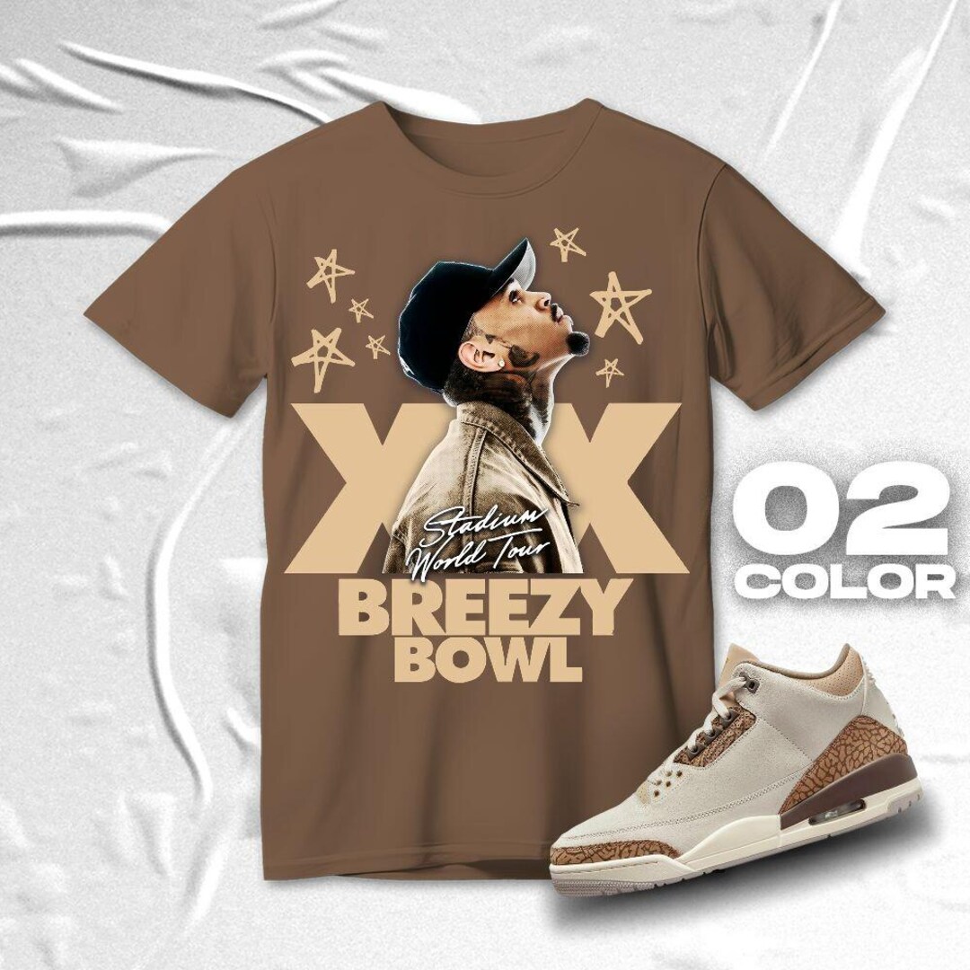 AJ 3 Palomino Black White T Shirt Match CB XX Breezy Bowl Rapper Tour ...