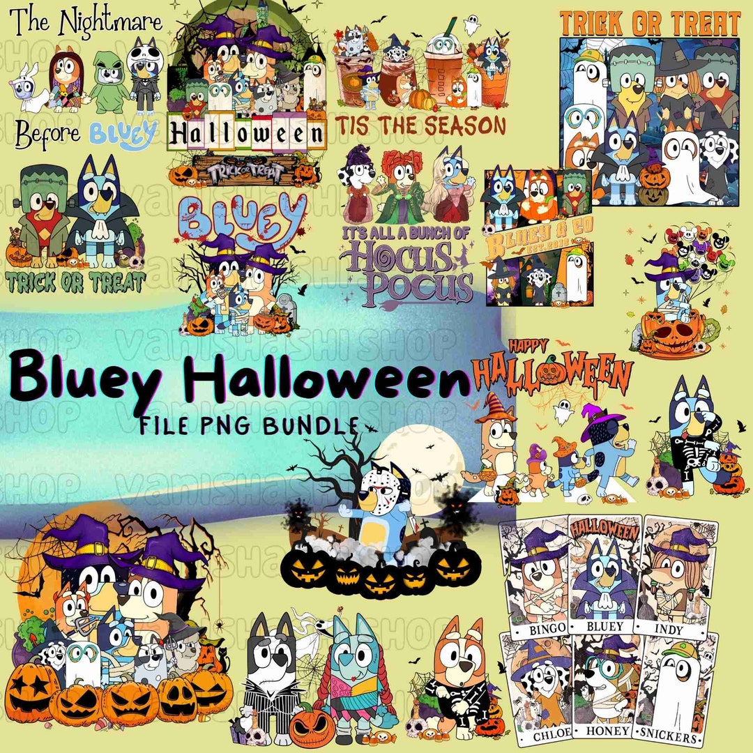 16 Files Bluey Halloween Bundle PNG Designs Horror Halloween - Etsy