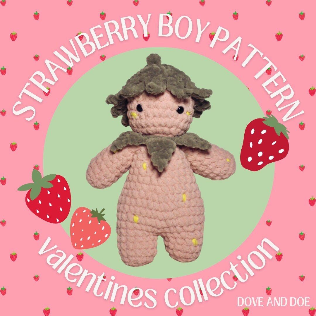 Strawberry Boy Valentine Plushie - Crochet Pattern - Etsy