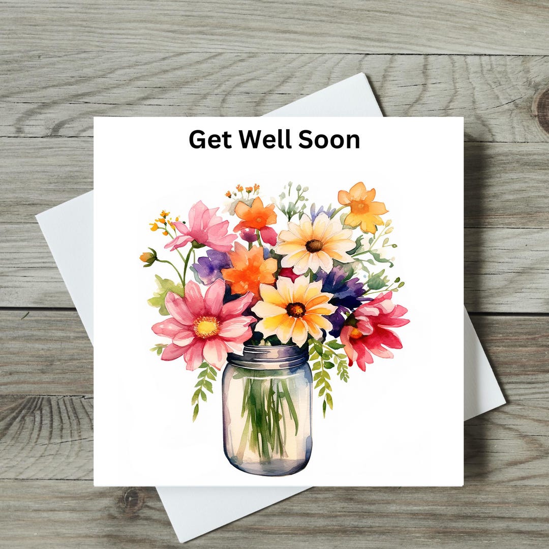 Get Well Soon Card, Handcrafted Bloom Design, Beautiful Floral ...