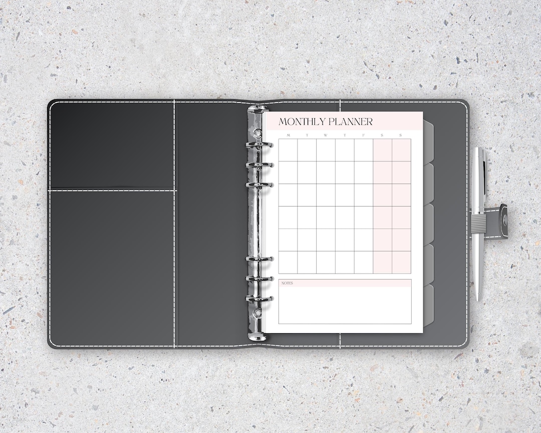 Undated Monthly A5 6-ring Planner Insert Customizable, Refillable ...