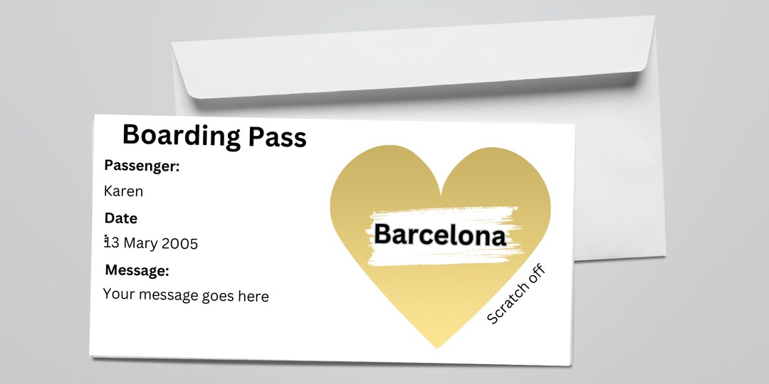 Personalised Boarding Pass Scratch Card, Surprise Holiday Reveal ...