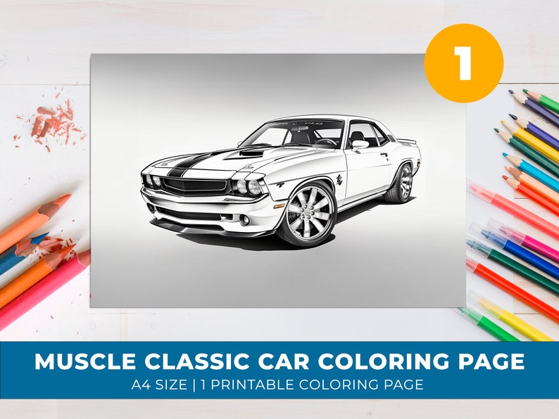 Muscle Car Colouring Page Instant Download Printable Colouring Page ...