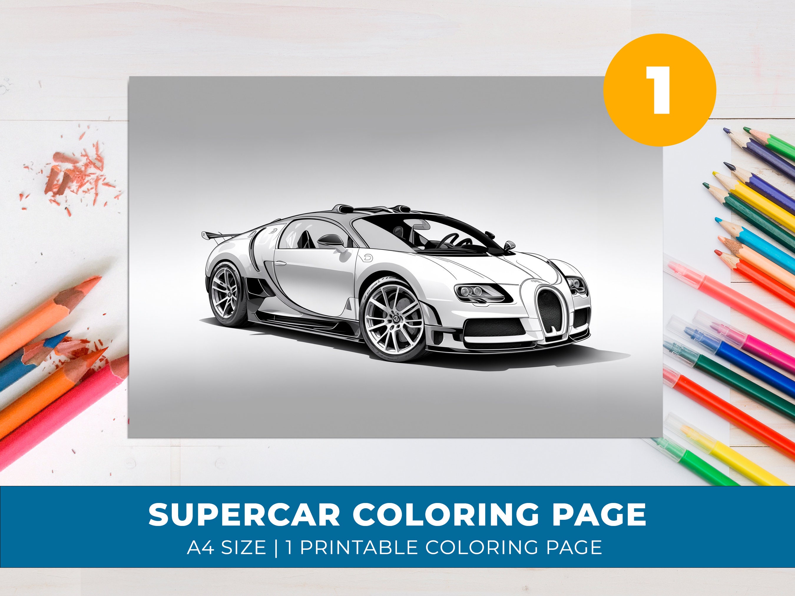 Supercar Colouring Page Fast Car Instant Download Printable Colouring ...