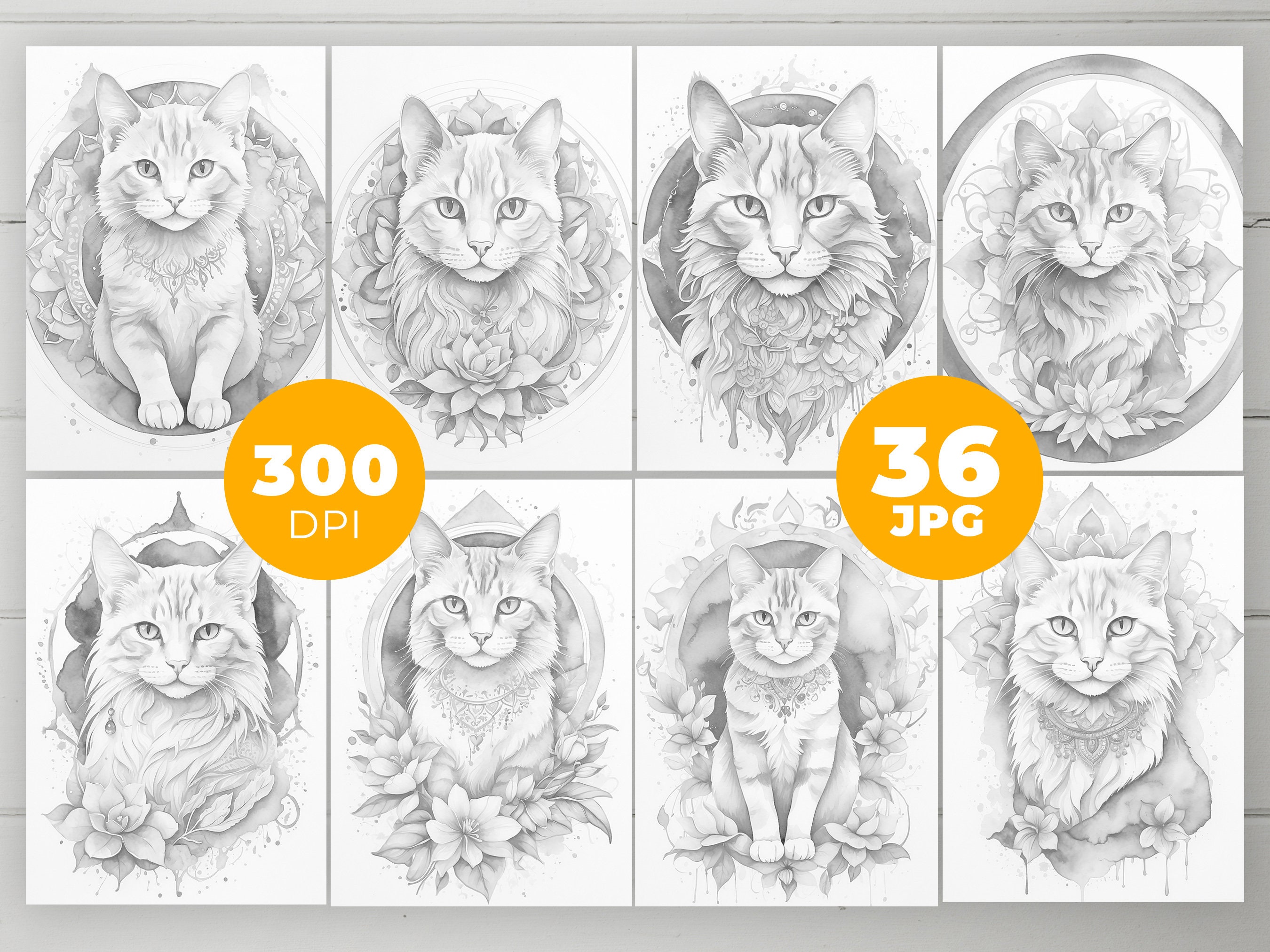 Cat Mandala Coloring Page Instant Download Mandala Colouring Page Adult ...